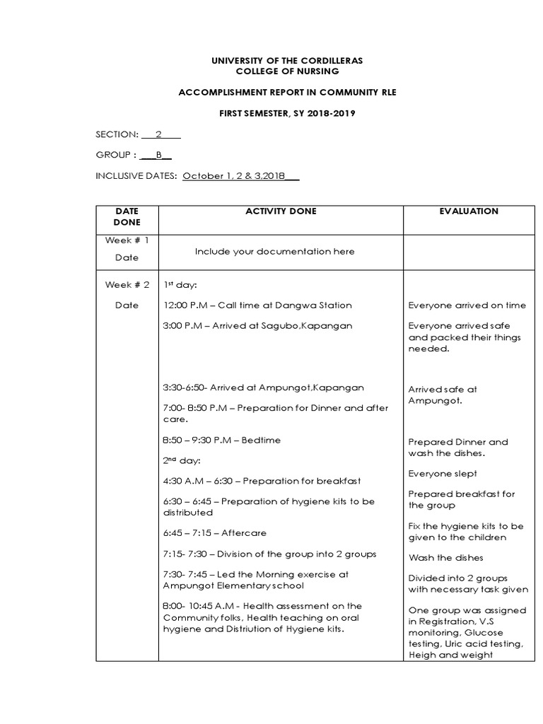 Accomplishment Report Format | PDF | Health Care