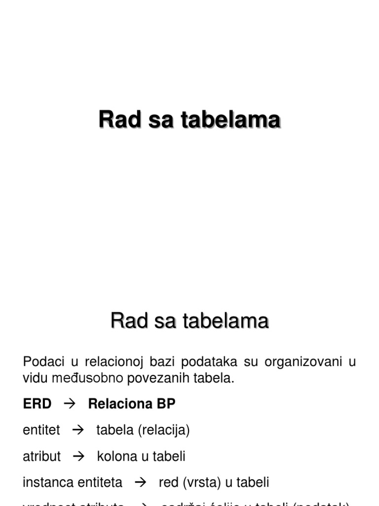 !05. Tabele I Ogranicenja VISER | PDF