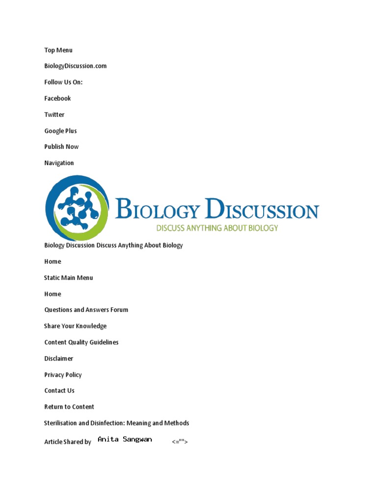 B. Biology Discussion | Download Free PDF | Sterilization (Microbiology ...