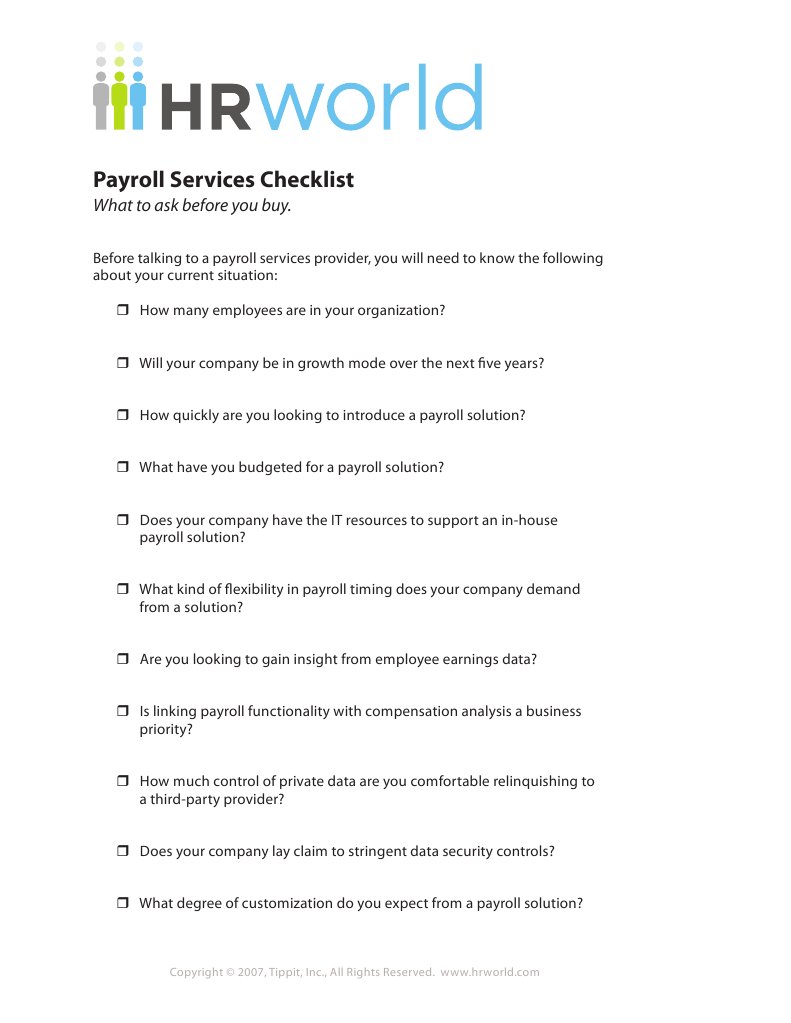 HR Payroll Checklist 8 07 | PDF