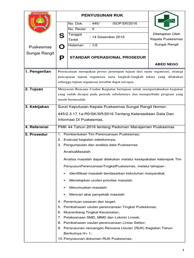 Sop Penyusunan Ruk | PDF