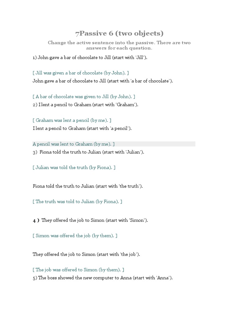 Passive Voice Sentence Transformations | PDF