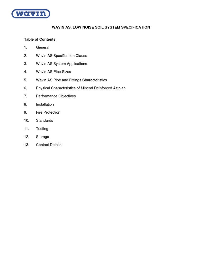 Wavin As Specification Nov14 | PDF | Pipe (Fluid Conveyance) | Building ...