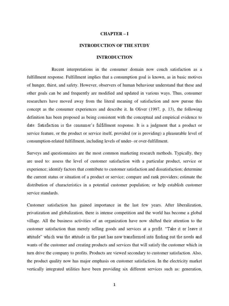 A Study On Customer Satisfaction Full Project | PDF | Switch | Consumer ...