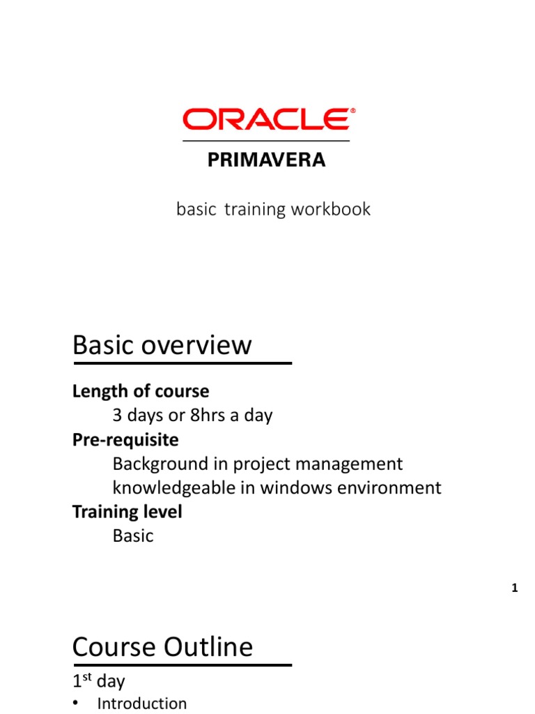 Primavera P6 Basic Training Workbook | PDF | Computing | Computing And ...