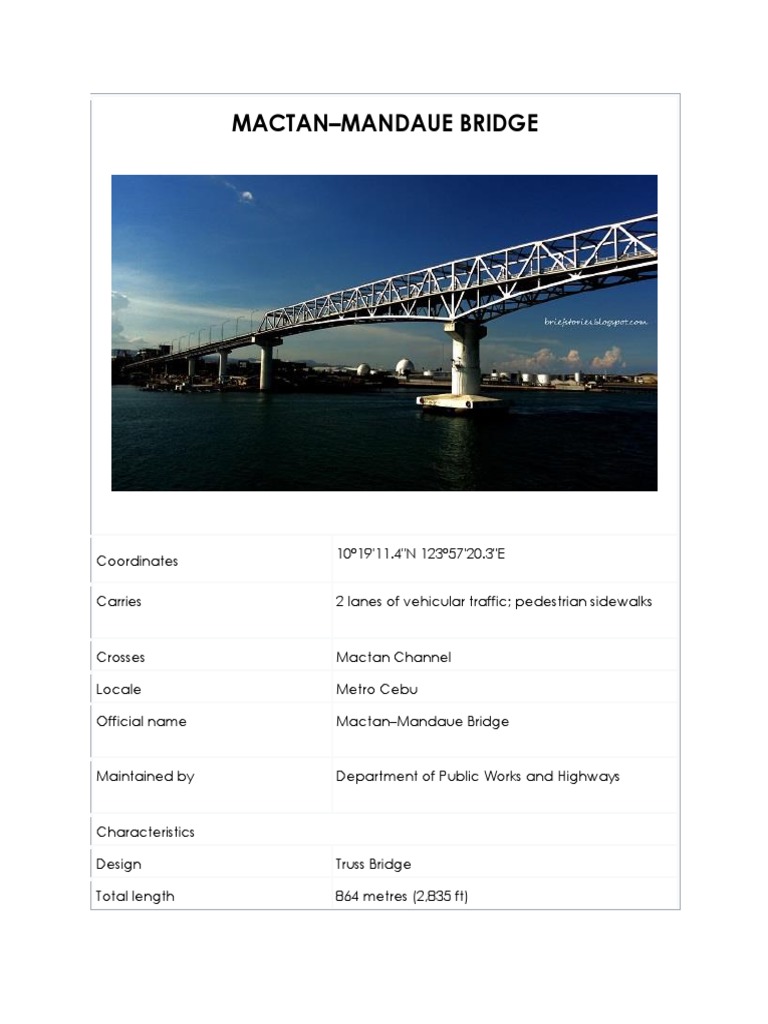 Mactan Bridge | PDF | Road Transport | Transportation Engineering