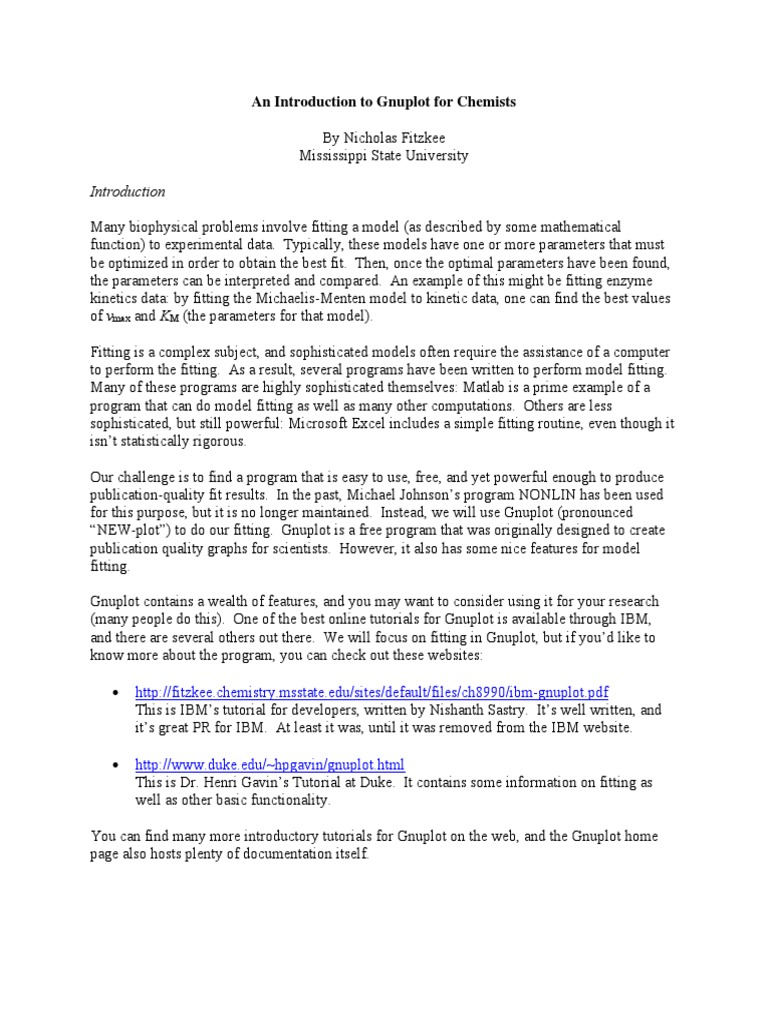 Gnuplot Tutorial Pdf Errors And Residuals Computer File