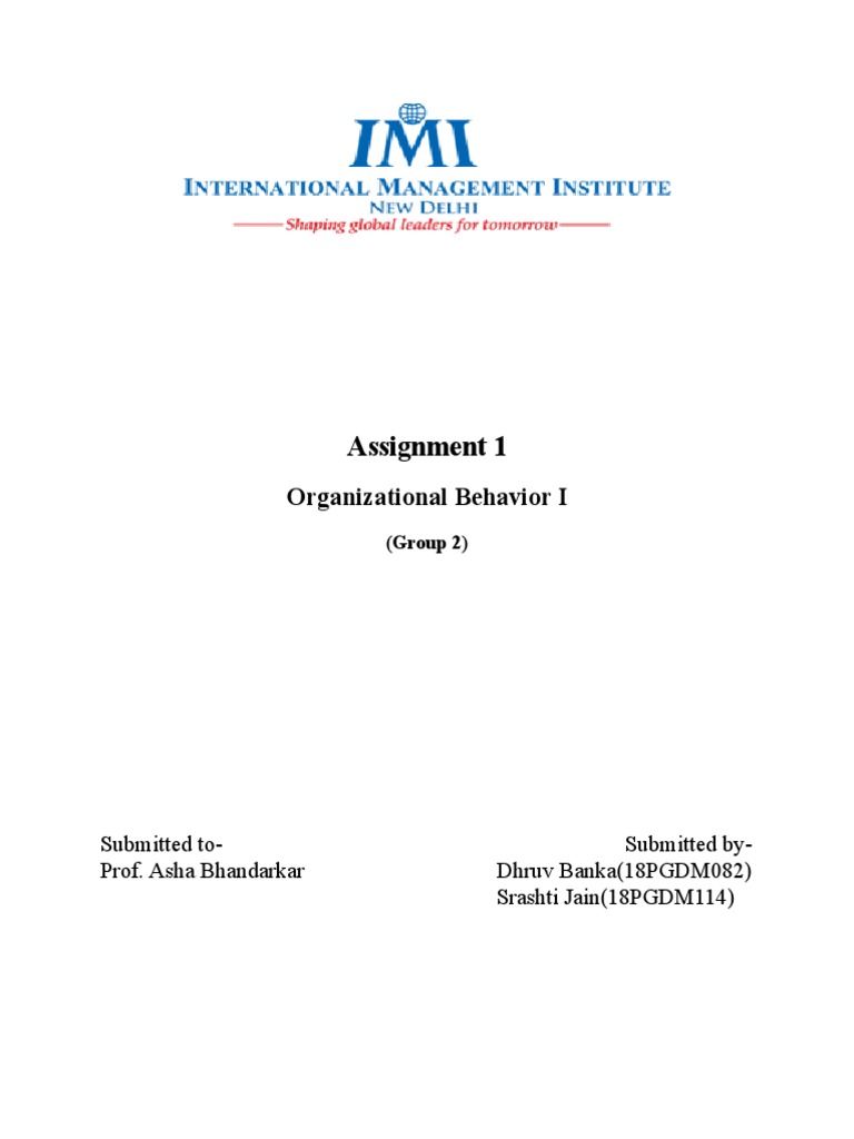 OB Assignment Report 1-2 Srashti | PDF | Extraversion And Introversion | Behavioural Sciences