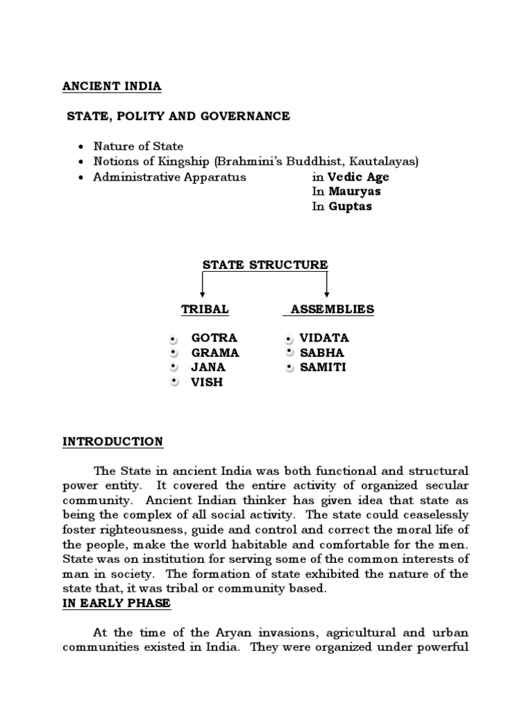 Ancient India State, Polity and Governance | PDF | Tribe