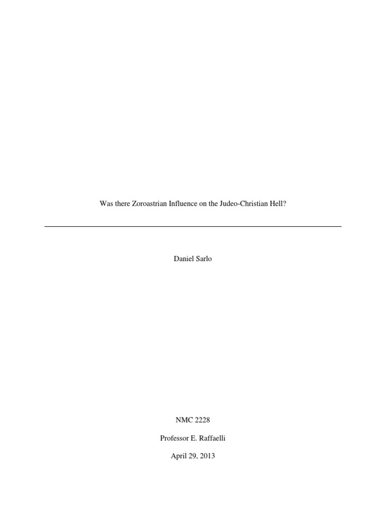 Daniel Sarlo Was There Zoroastrian Influence On The J | PDF | Hell ...