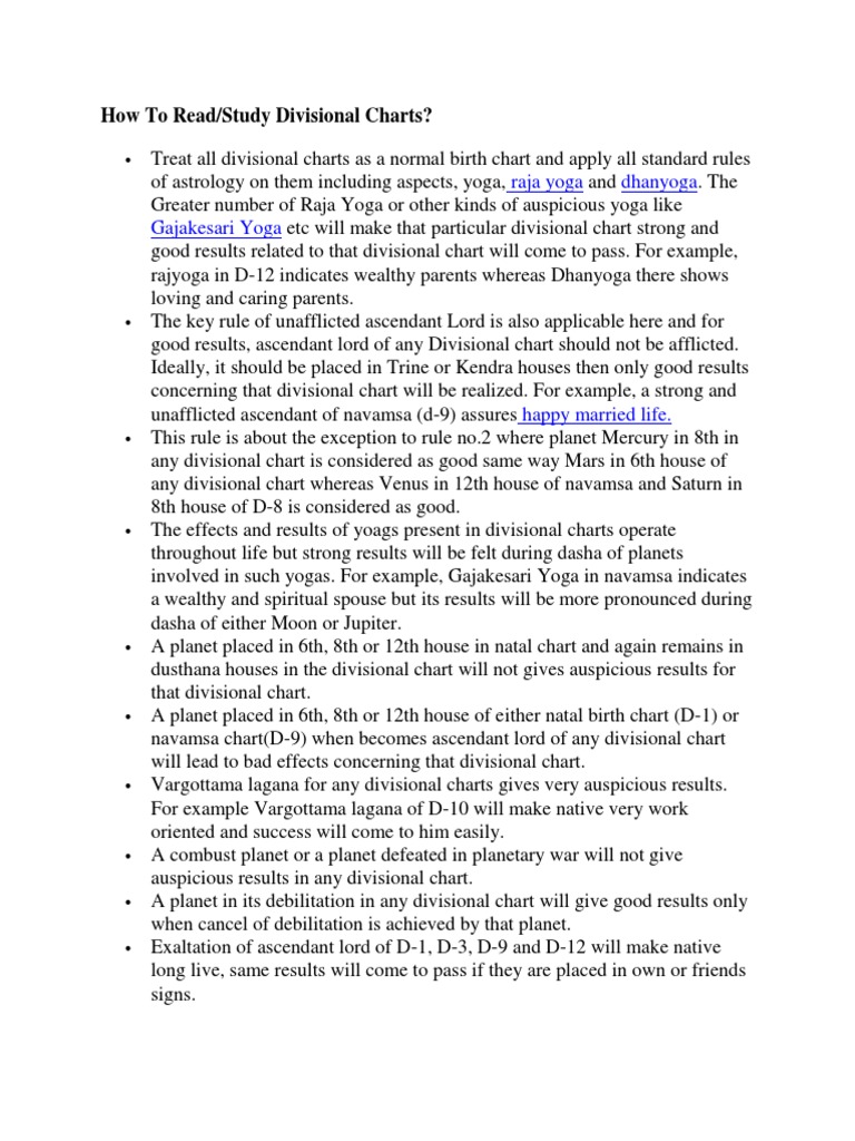 Divisional Charts How To Read | PDF | Astrology | Occult