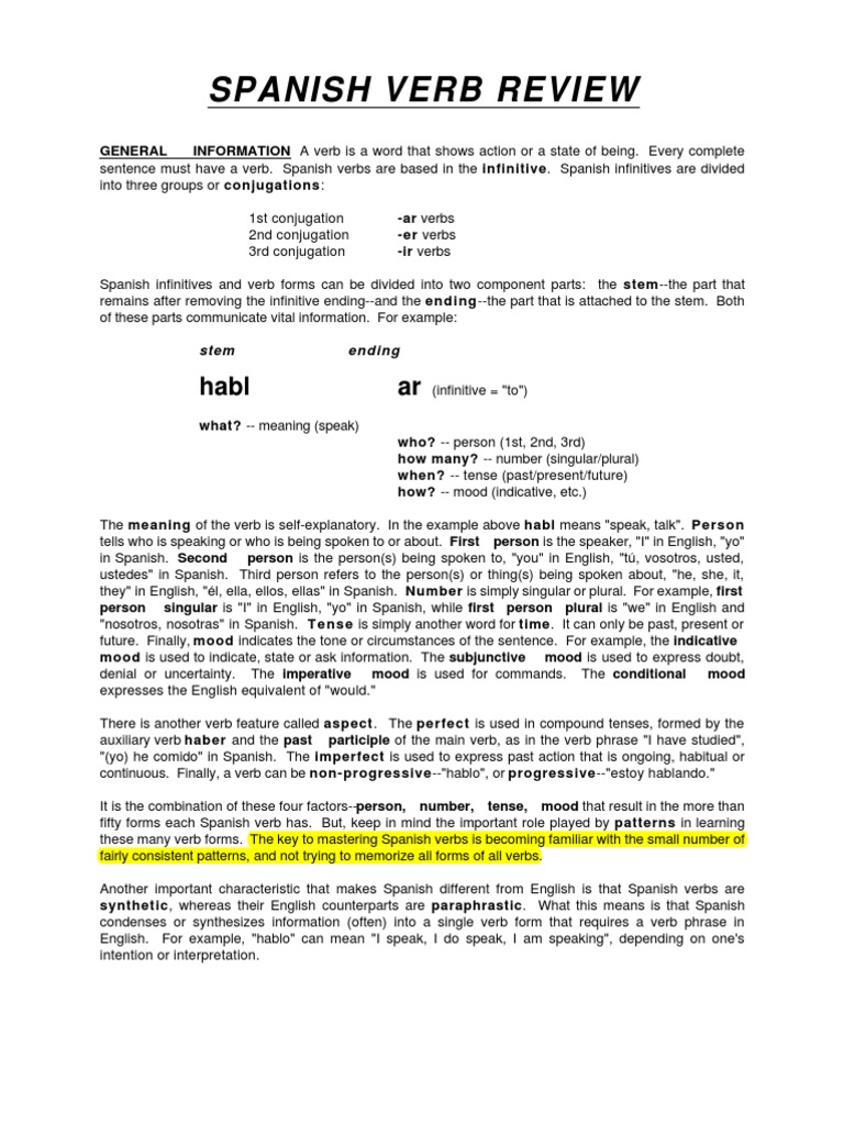 Verb Review | PDF | Perfect (Grammar) | Grammatical Tense
