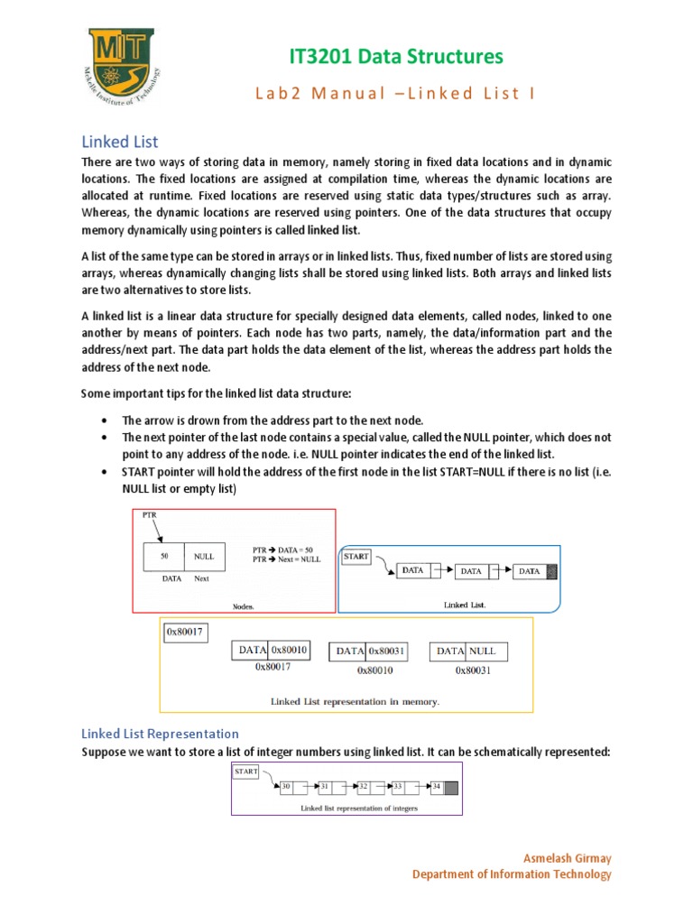 DSs - Lab 2 Manual | PDF | Pointer (Computer Programming) | Array Data ...