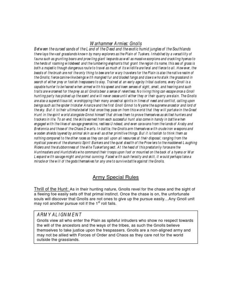Warhammer Gnoll Army Overview | PDF | Spear | Infantry