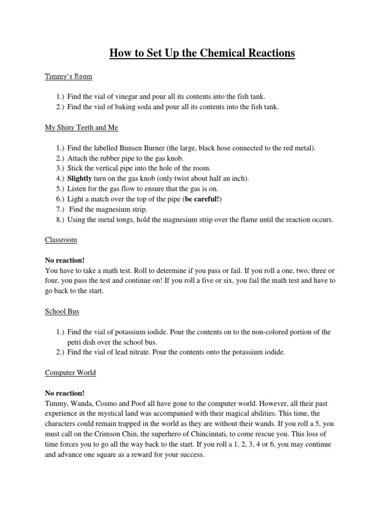 Chemical Reactions Game Instructions | PDF | Chemistry | Nature