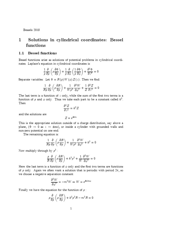 1 Solutions in Cylindrical Coordinates: Bessel Functions | PDF | Sine ...