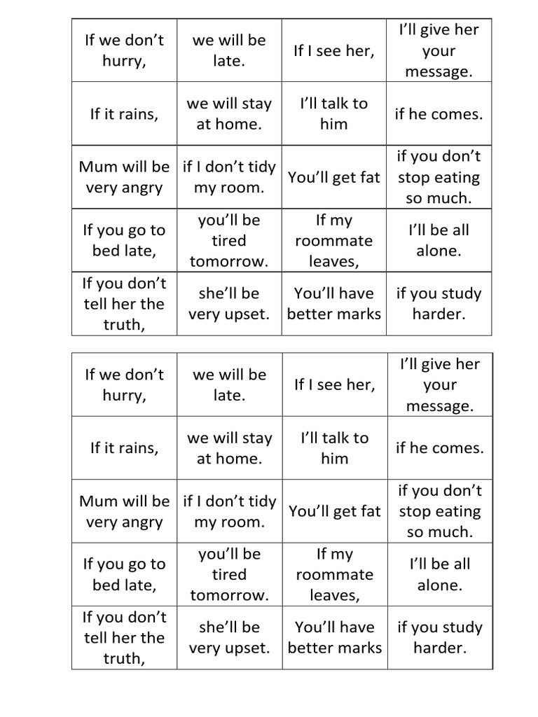 First Conditional Games and Exercises | PDF