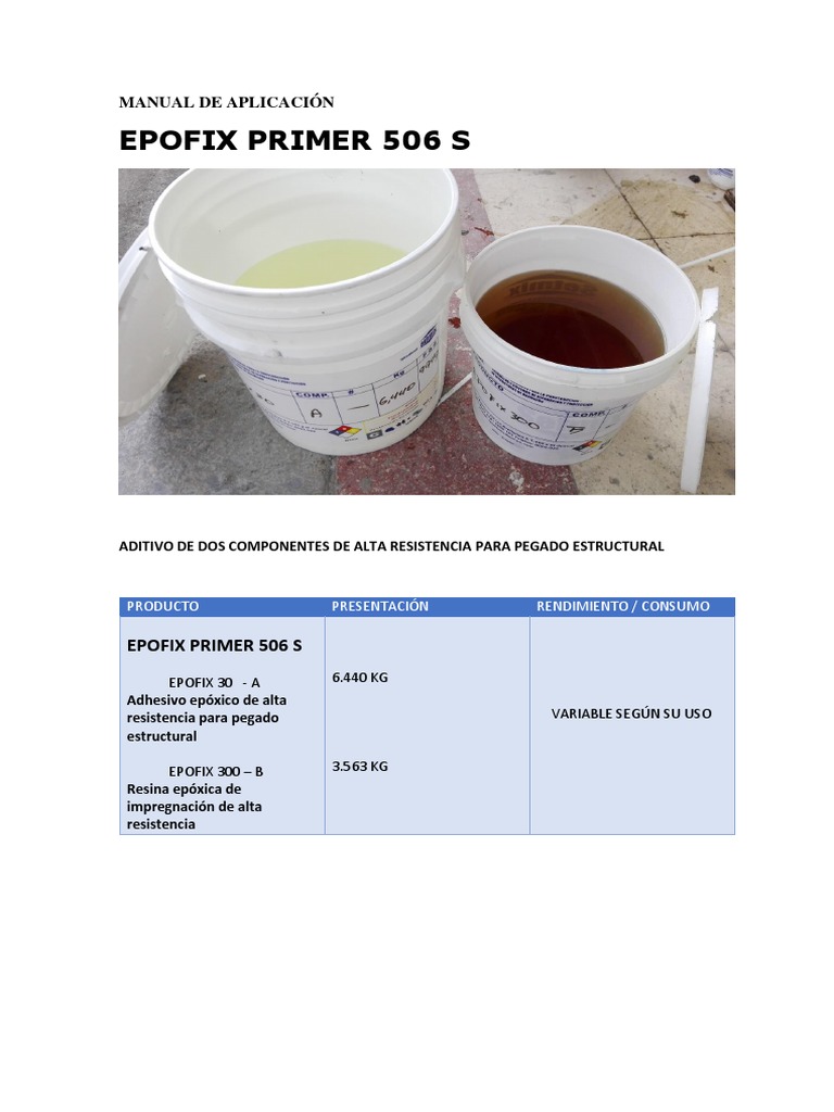 Manual de Aplicación EPOFIX 506 S | PDF | Epoxy | Hormigón