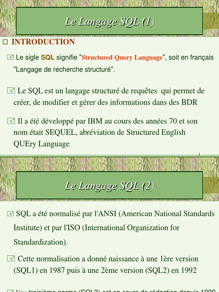 Cours SQL | PDF | SQL | Gestion des données