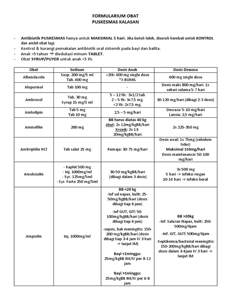 Formularium Obat Dan Dosis | PDF