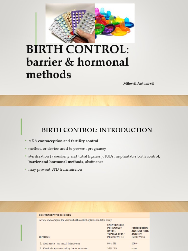 Birth Control: Barrier & Hormonal Methods: Mihovil Antunović | PDF ...