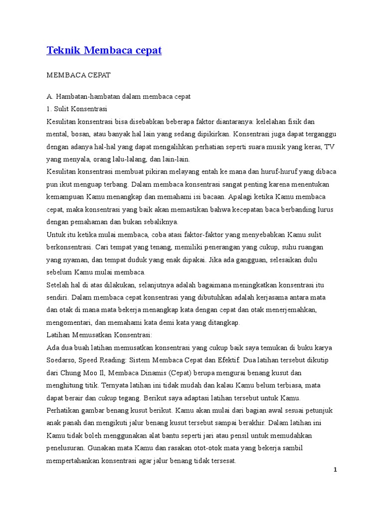 Teknik Membaca Cepat | PDF
