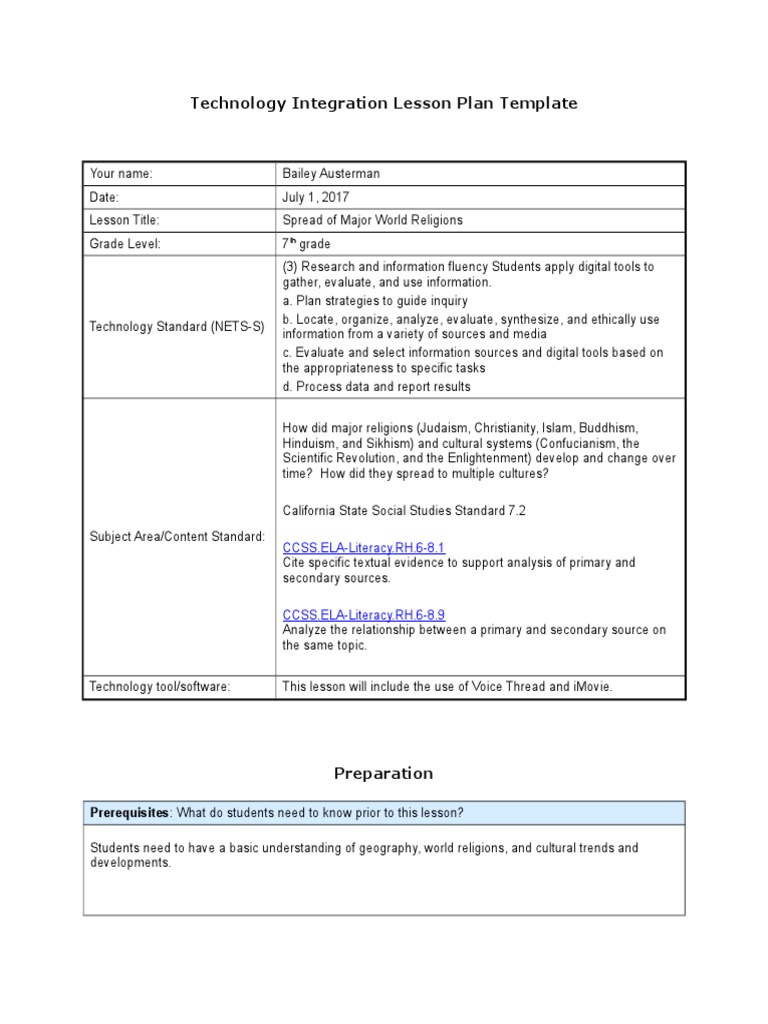 Technology Lesson Plan Austerman | Download Free PDF | Learning ...