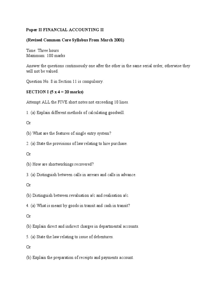 Paper II Financial Accounting II | PDF | Business | Expense