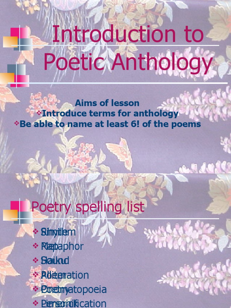 Poetic Anthology Lesson Guide | PDF | Poetry | Phonaesthetics