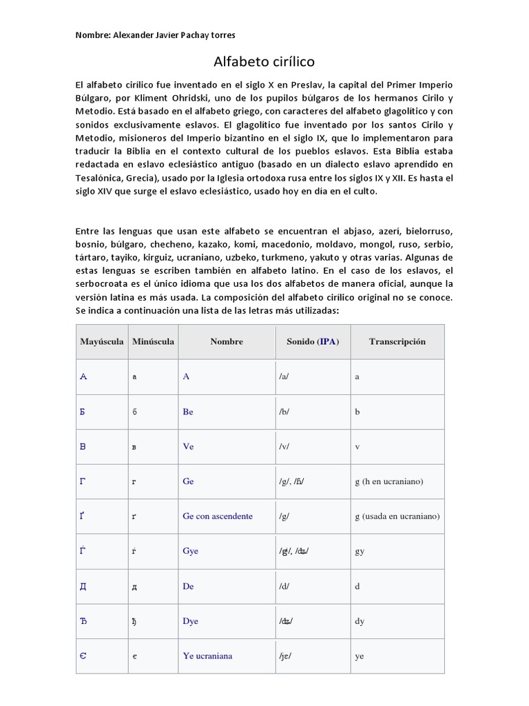 Alfabeto Cirílico | PDF | Lenguas de Europa | Idiomas