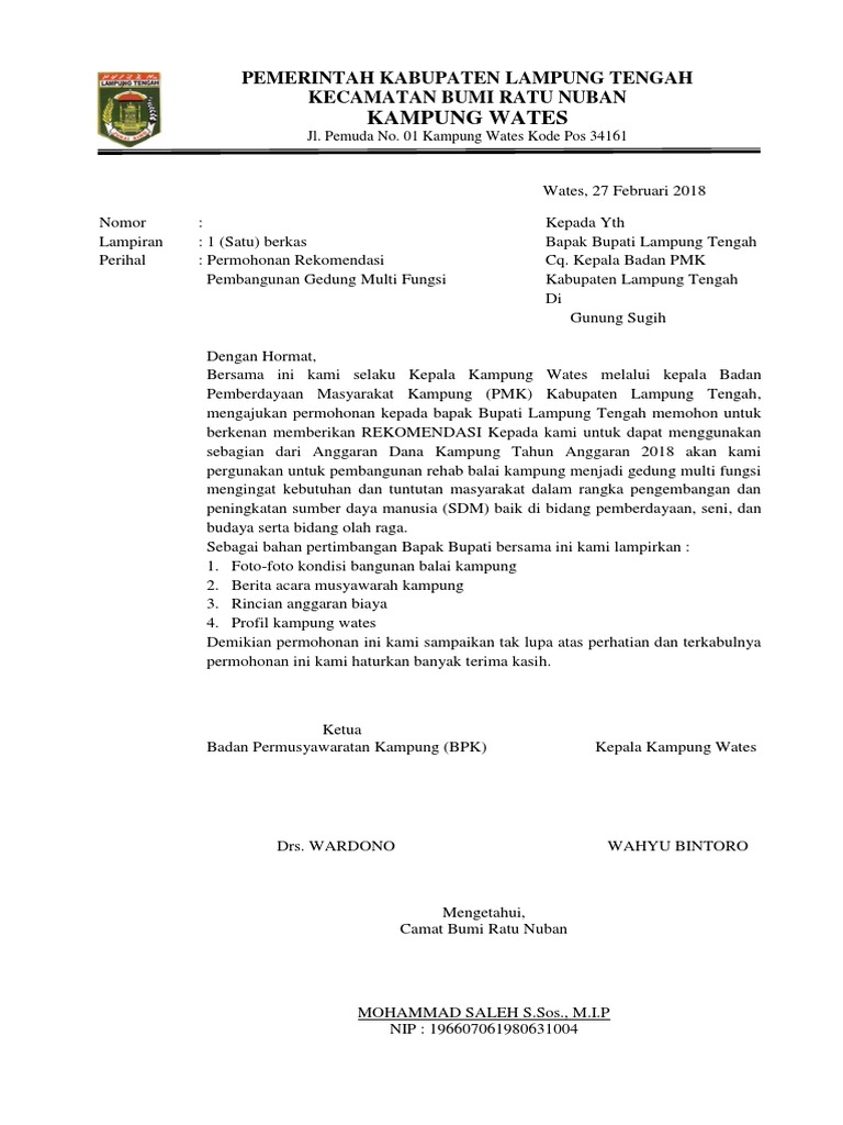 Proposal Renovasi Balai Kampung Wates | PDF
