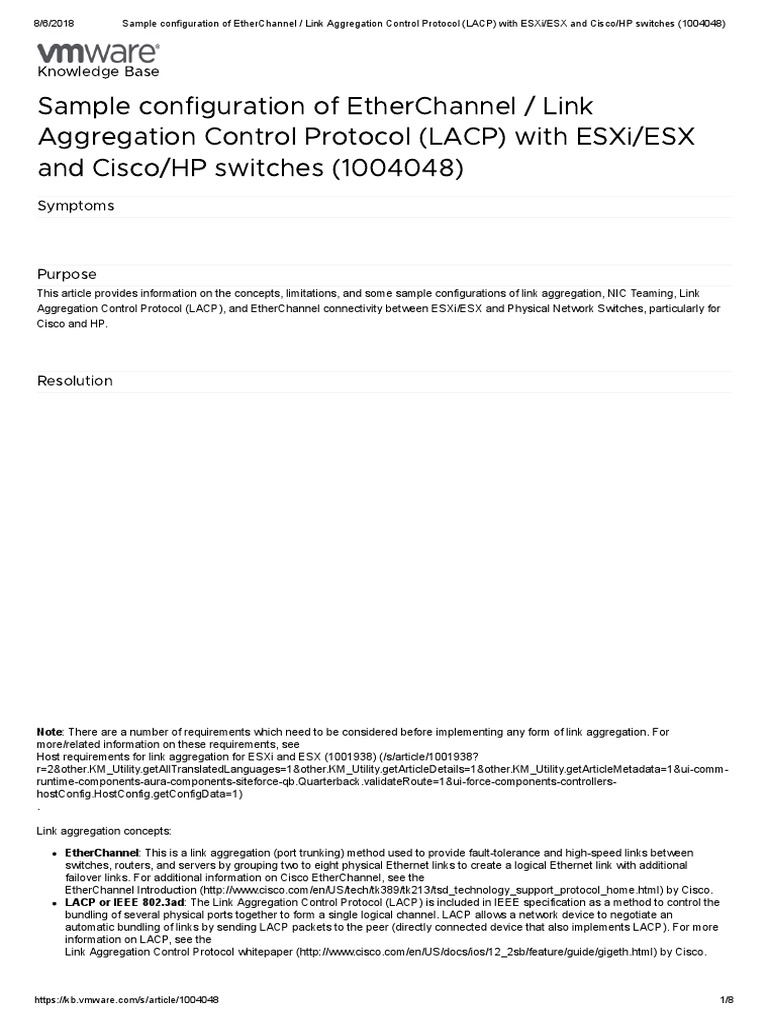 Sample Configuration of EtherChannel - Link Aggregation Control Protocol... | PDF | Ethernet ...