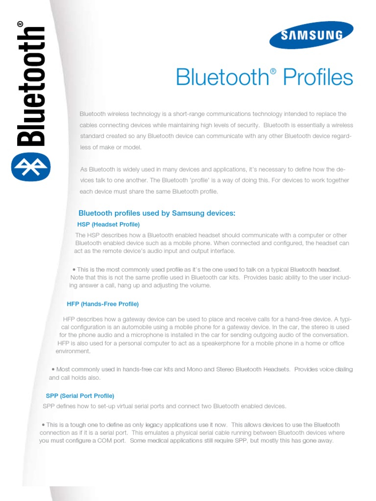 Bluetooth Profiles | PDF