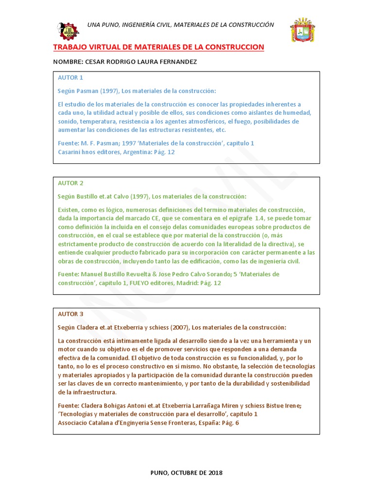 Definición y tipos de materiales de construcción | PDF | Materiales de ...