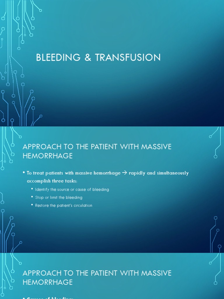 Managing Massive Hemorrhage and Coagulopathy | PDF | Bleeding | Anemia