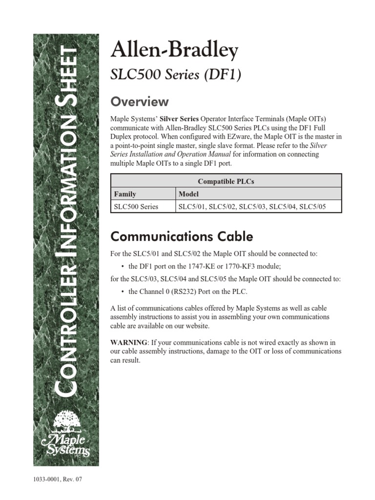 Allen-Bradley: SLC500 Series (DF1) | Download Free PDF | Programmable ...