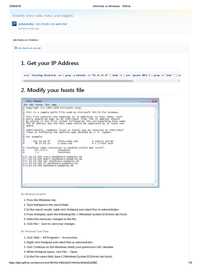 Etc - Hosts On Windows GitHub | PDF | Microsoft Windows | Operating System