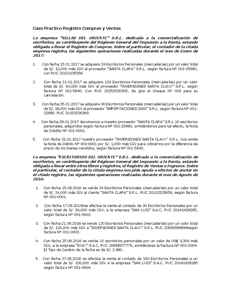Registro de Compras y Ventas Caso Practico | PDF | Economias | Business