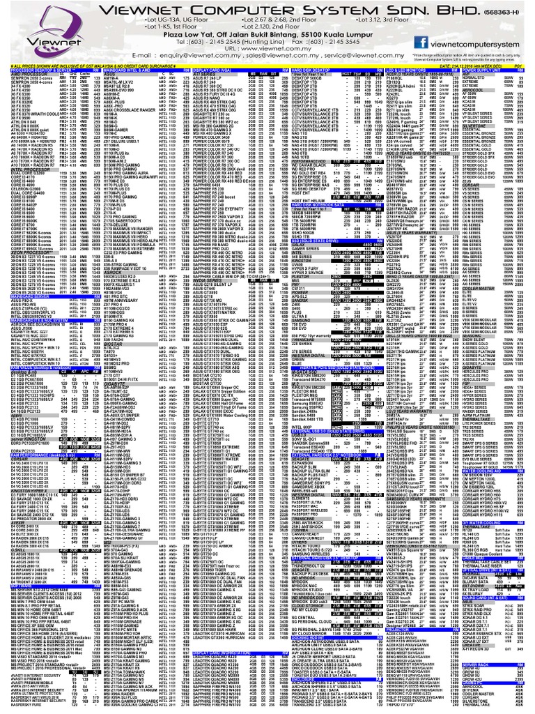 Viewnet Computer Systems SDN BHD Price List 2016-12b | PDF | Advanced ...