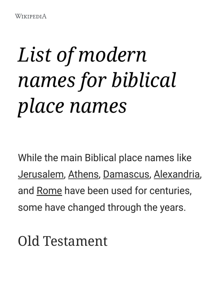 Modern Names for Biblical Places | PDF | Jews And Judaism | Ancient ...