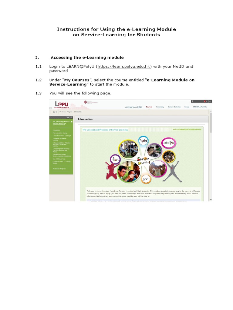 Instructions For Using The E-Learning Module On Service-Learning For ...