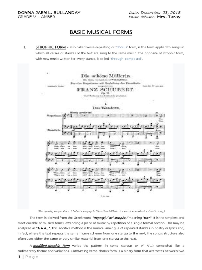 Basic Musical Forms: Grade V - Amber Mrs. Taray | PDF | Musical Forms ...