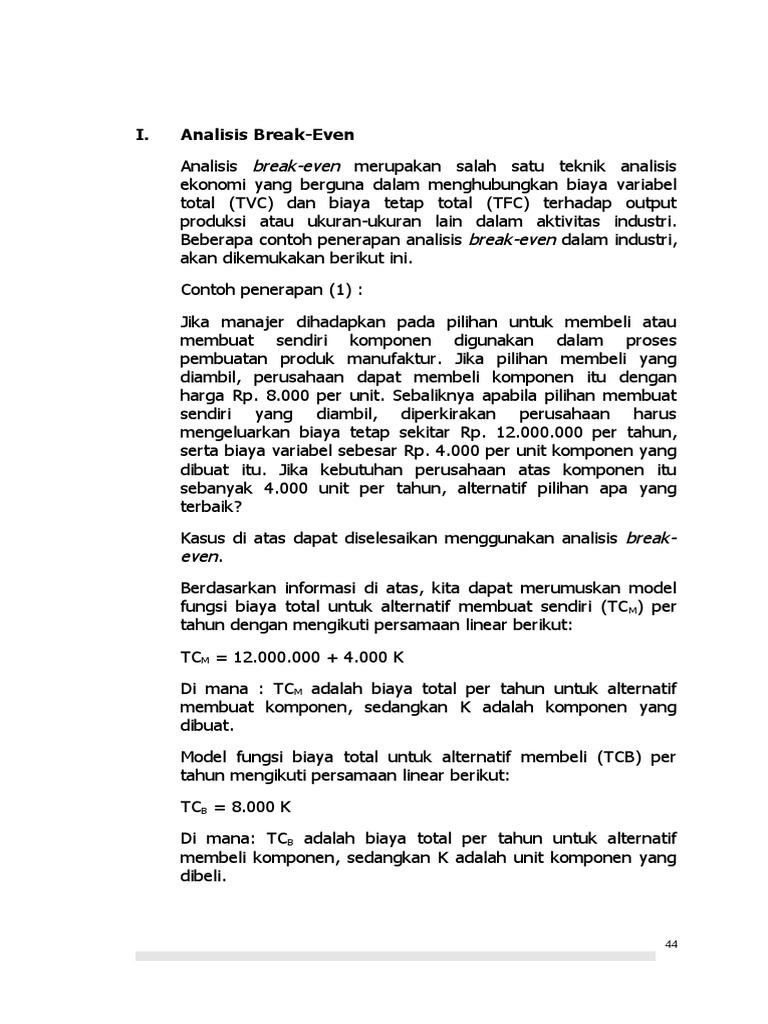 Analisis Break Even | PDF