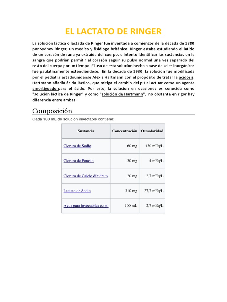 El Lactato de Ringer | PDF