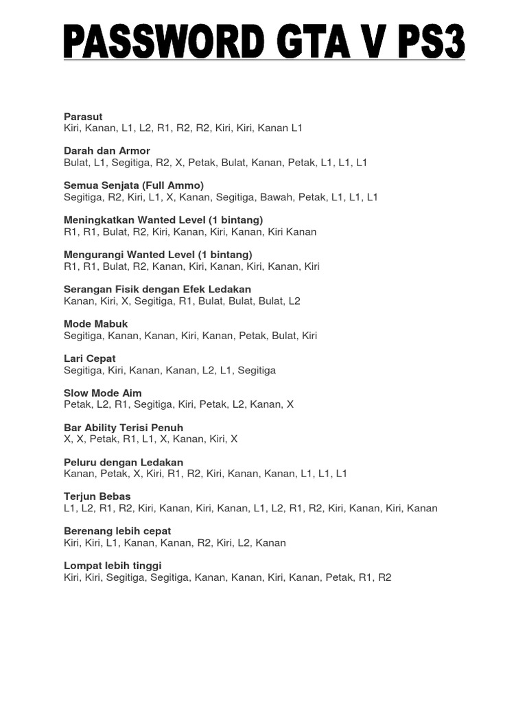 Password Gta 5 Ps3 | PDF