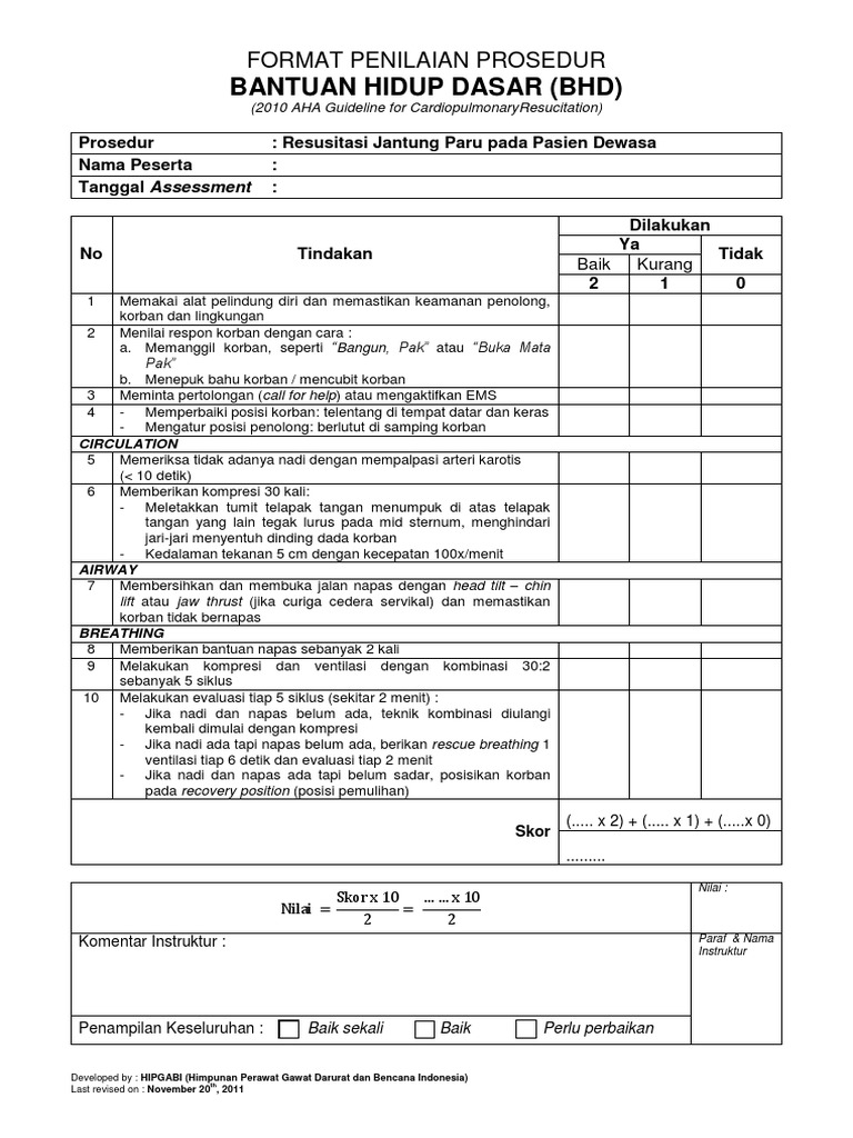 Format Penilaian RJP Dewasa | PDF