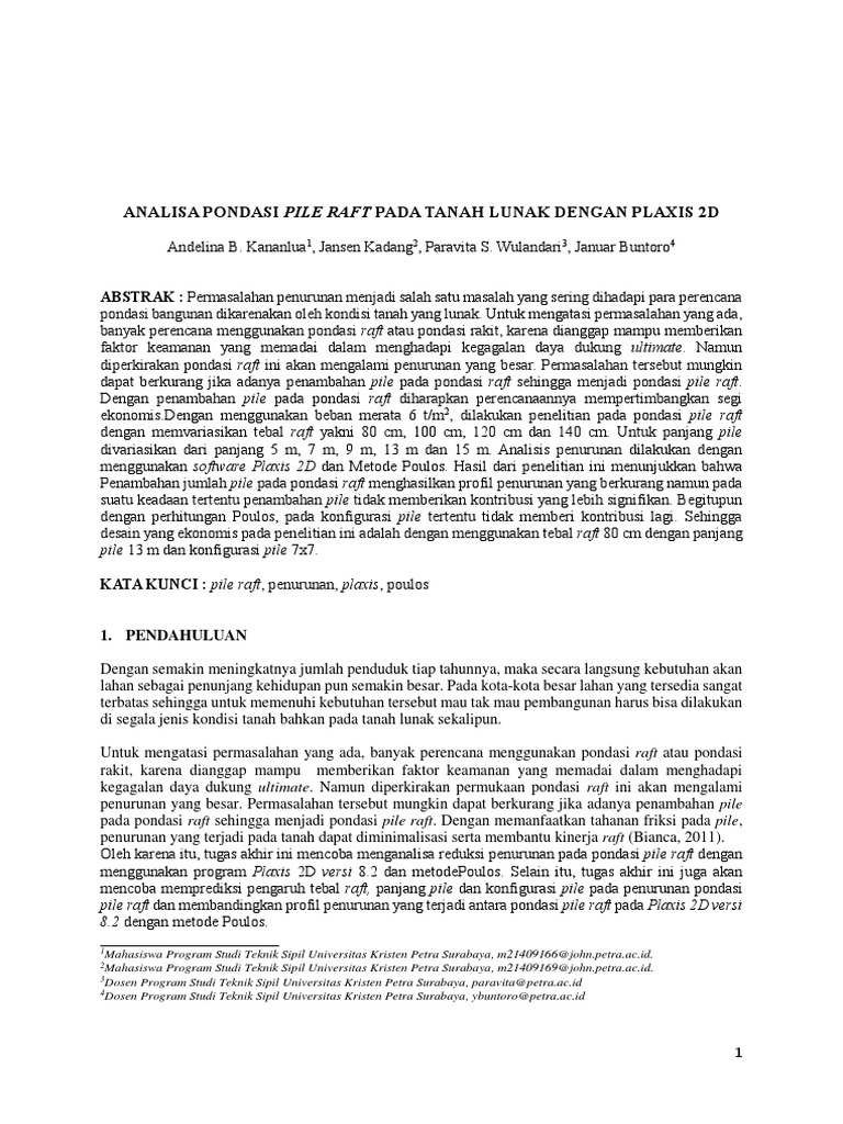 Analisa Pondasi Pile Raft Pada Tanah Lunak Dengan Plaxis 2d | PDF