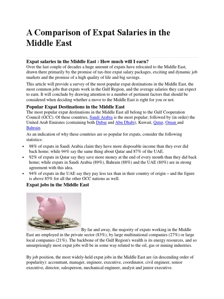 A Comparison of Expat Salaries in The Middle East | PDF | United Arab ...