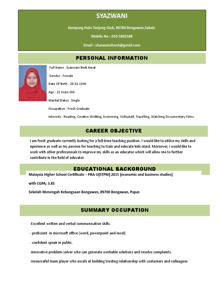 Wani Resume | PDF | Behavior Modification | Cognition