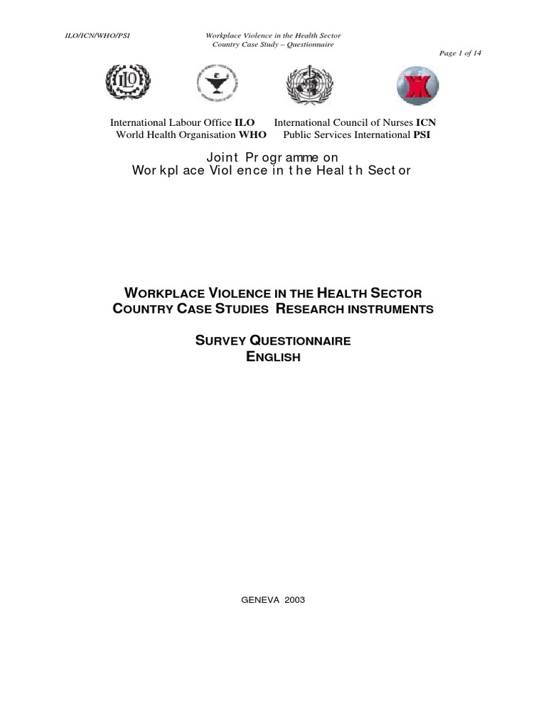 Survey on Workplace Violence in the Health Sector: Understanding the ...